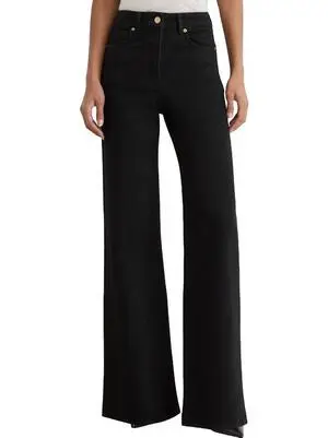 REISS Jas High Waist Wide Leg Jeans - Black