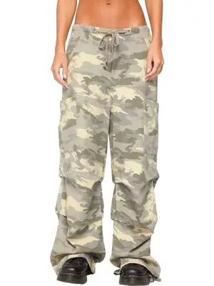 EDIKTED Emzi Baggy Cotton Cargo Pants - Gray