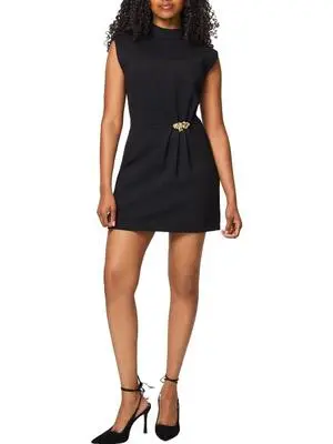 Habitual Mock Neck Sleeveless Dress With Hardware - Jet Black