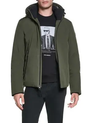 Karl Lagerfeld Paris Flextech Hooded Parka - Olive