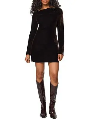 Habitual Off The Shoulder Velvet Minidress - Brown