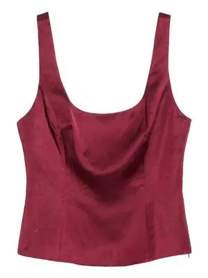 REFORMATION Hetty Scoop Neck Top - Deep Red