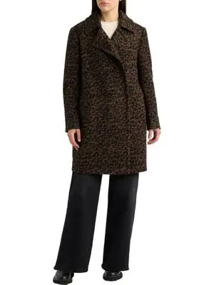 Bernardo Animal Print Coat - Muted Leopard