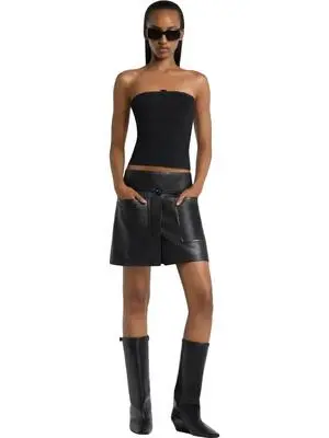COURREGES Black Buckle Knit Bustier Top