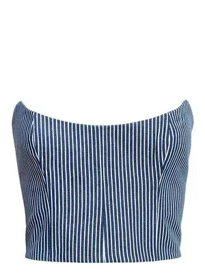 AUDREY VALLENS Blue Denim Affair Stripe Corset