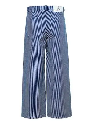 AUDREY VALLENS Denim Affair Stripe Wide Crop Jeans - Blue