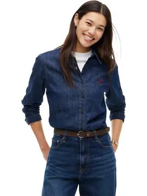 Tommy Hilfiger Relaxed Fit Script Monogram Denim Shirt - Blue