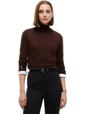 Tommy Hilfiger Women's Merino Wool Turtleneck Sweater - Chocolate