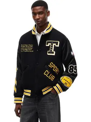 Tommy Hilfiger Men's Tommy Jeans Wool-blend Varsity Jacket - Black