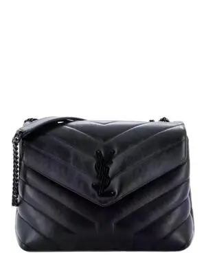 Saint Laurent Loulou Matelasse Chevron Leather Small Shoulder Bag - Black