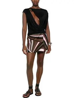 Emilio Pucci Iride-print Wrap Mini Skirt Black