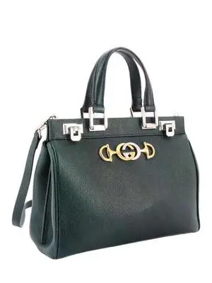 Gucci Zumi Top Handle Bag Leather Small Satchel - Green