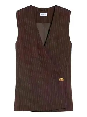 Marella Pinstripe-pattern Sleeveless Waistcoat - Brown