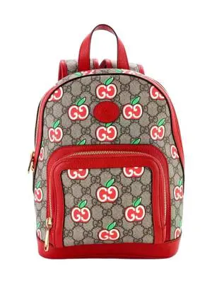 Gucci Zip Pocket Apple Gg Coated Canvas Small Backpack - Brown