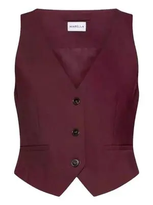 Marella Single-breasted Sleeveless Waistcoat - Red