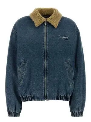 Miu Miu Denim Bomber Jacket - Blue