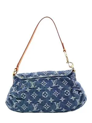 LOUIS VUITTON Pleaty Handbag Denim Mini Shoulder Bag - Blue