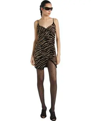 Balmain Velvet Dress With Tiger Embroidery Multicolor