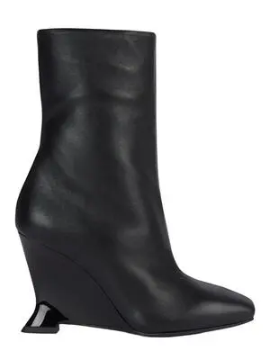 Balmain Wedge Smooth Leather Ankle Boots - Black