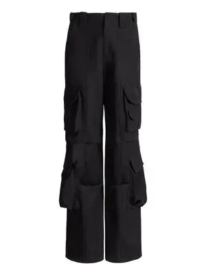 Balmain Wool Twill Cargo Pants - Black