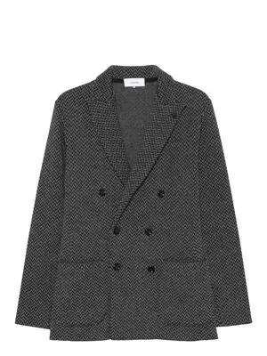 LARDINI Double-breasted Jacket With Chevron Pattern