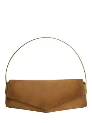 JIL SANDER Kante Suede Shoulder Bag Brown