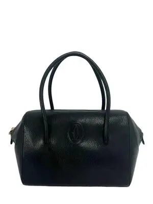 Cartier 20th Century Calf Leather Boston Bag - Black