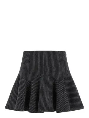 GANNI Pinstriped Flannel Skirt - Gray