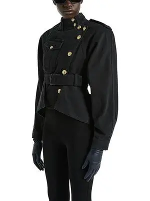 Balmain Denim Peplum Jacket - Black