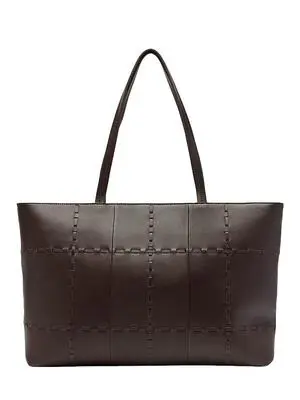 Whistles Whipstitch Large Leather Tote - Chocolate
