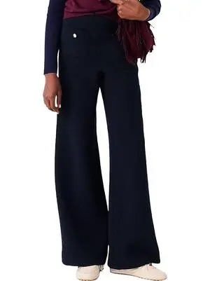 Maje Piponette Tweed Flared Trousers - Navy