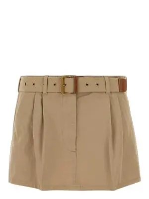 Miu Miu Beige Gabardine Mini Skirt - Brown