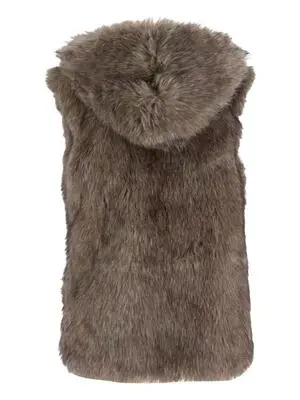 ELEH Faux-fur Hooded Gilet - Brown