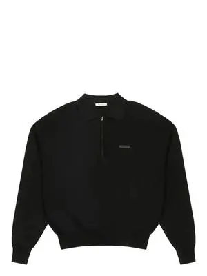 ENTIRE STUDIOS Quarter-zip Logo-plaque Polo Shirt - Black