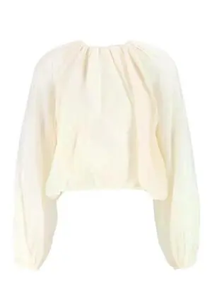 ELEH Gathered Balloon-sleeve Blouse - Neutrals