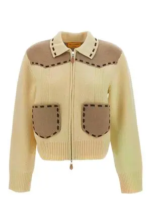 Guest In Residence Whipstitch-trim Panelled Jacket Neutrals