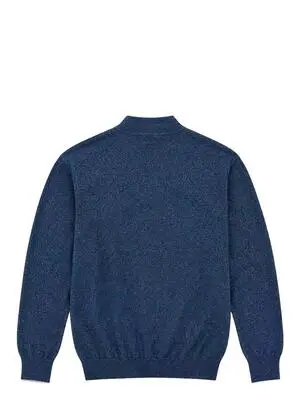 Brunello Cucinelli Mouliné Cashmere Sweater With Half-zip - Blue