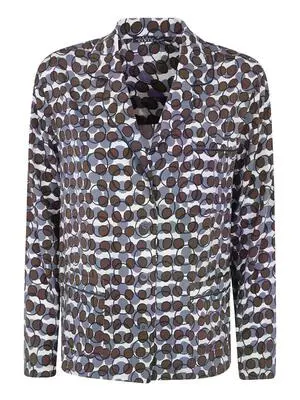 LAURA URBINATI Geometric-print Silk Shirt - Grey