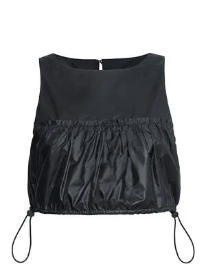 AUDREY VALLENS All-gen Gathered Detail Crop Tank Top - Black