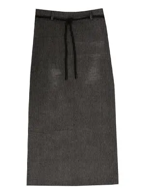 RAVE ON TREND Belted Pinstripe Skirt - Black