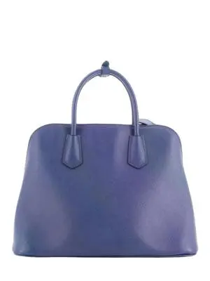 Prada Convertible Dome Saffiano Leather Large Satchel - Blue