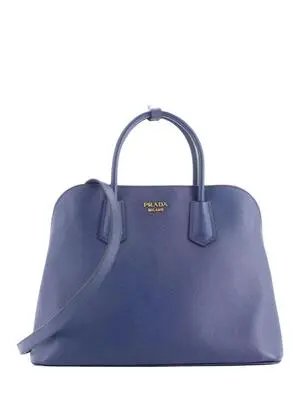Prada Convertible Dome Saffiano Leather Large Satchel - Blue