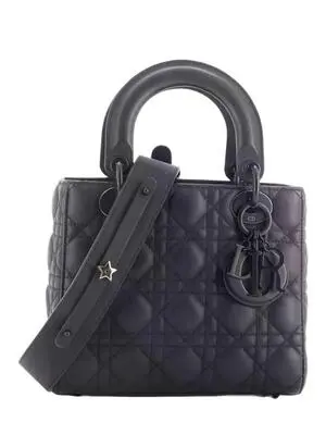 Dior Ultra Matte My Abcdior Lady Bag Cannage Quilt Calfskin Shoulder Bag - Black