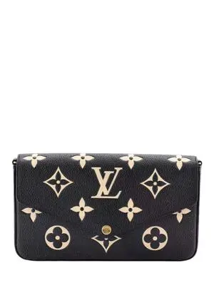 LOUIS VUITTON Felicie Pochette Bicolor Monogram Empreinte Giant Crossbody Bag - Black