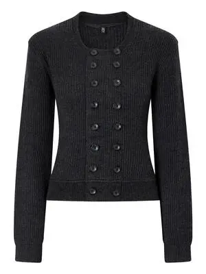 R13 Double-breasted Ribbed-knit Merino Wool Cardigan - Gray
