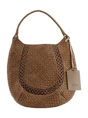 IBELIV Lamia Vegetable Leather Shoulder Bag With Woven Pattern - Grey