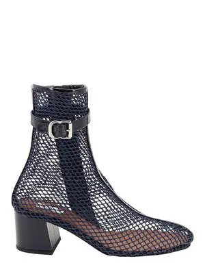 Alaïa Fishnet 55 Mesh And Patent Leather Boots - Blue