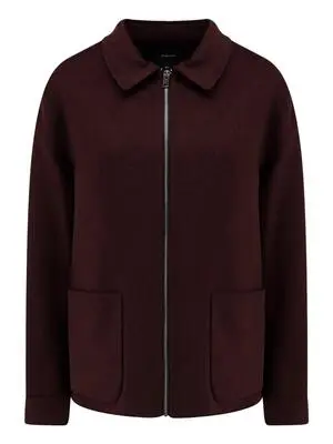 Vince Boiled Wool Jacket With Zip - Brown