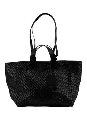 IBELIV Elmio Medium Vegetable Leather Shoulder Bag With Woven Pattern - Black