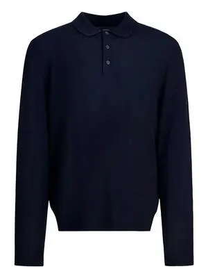 Vince Merino Wool Polo Shirt Sweater - Blue
